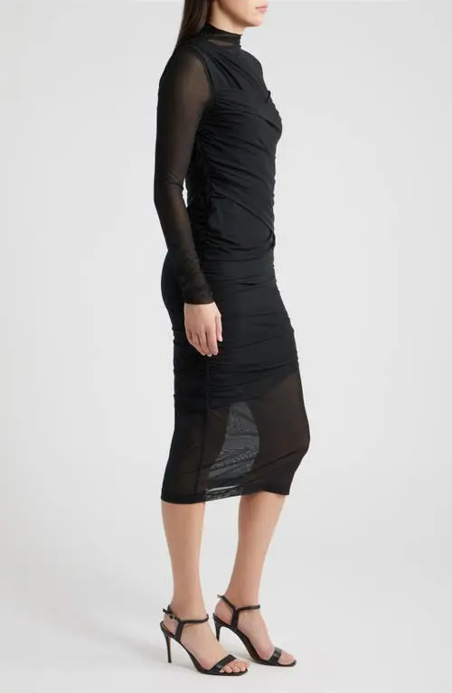 BOSS Etulia Ruched Long Sleeve Dress - Black