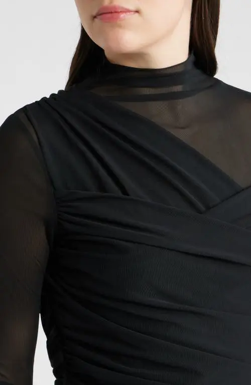 BOSS Etulia Ruched Long Sleeve Dress - Black