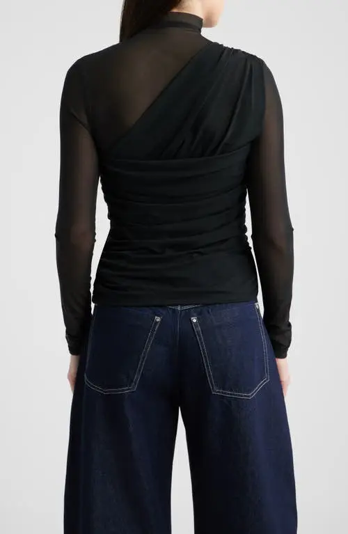 Hugo Boss Etulah Ruched Mesh Top - Black