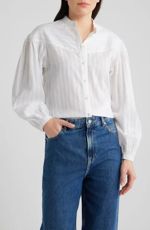 BOSS Orange Bilmant Embroidered Stripe Button-up Shirt - Wht