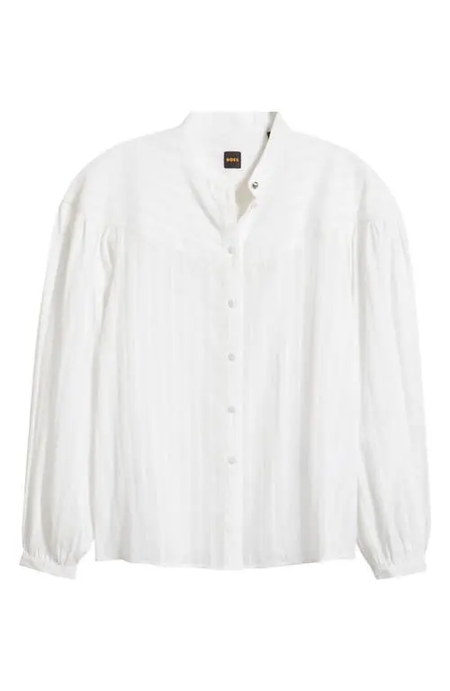 BOSS Orange Bilmant Embroidered Stripe Button-up Shirt - Wht