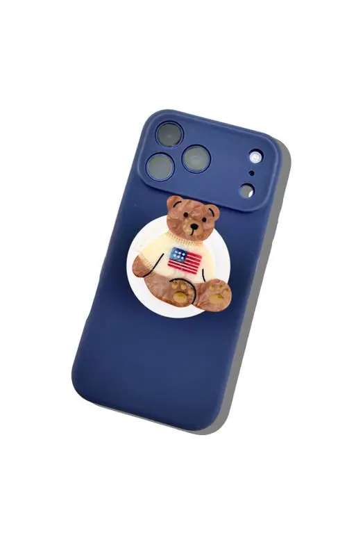 SOLAR ECLIPSE Hand Painted American Teddy Bear Phone Grip