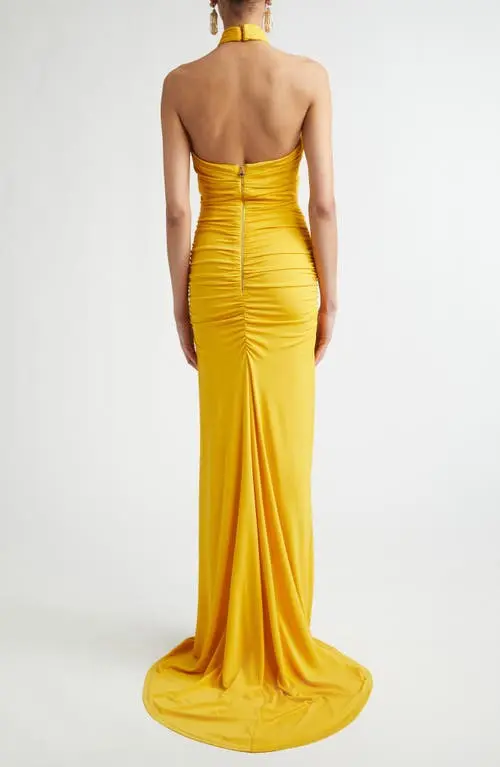 Carolina Herrera Crisscross Halter Gown - Saffron