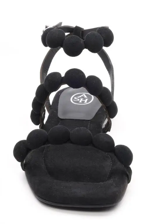 Ash Pompom Detail Sandal - Black