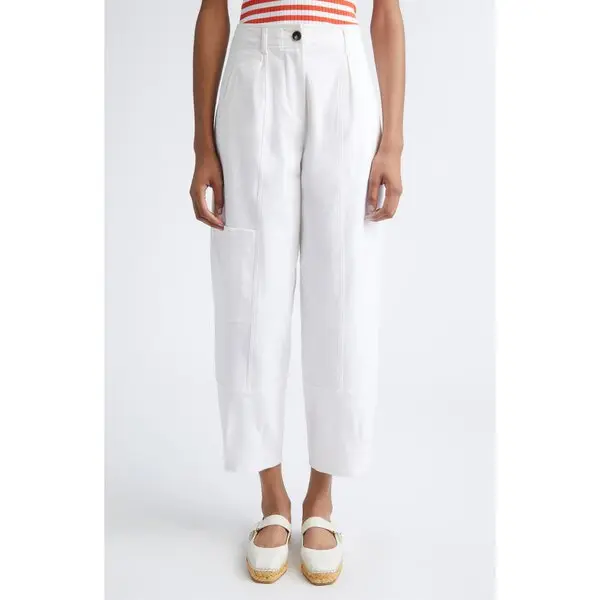 Max Mara Bautta Cotton Stretch Twill Cargo Ankle Pants - Optical White