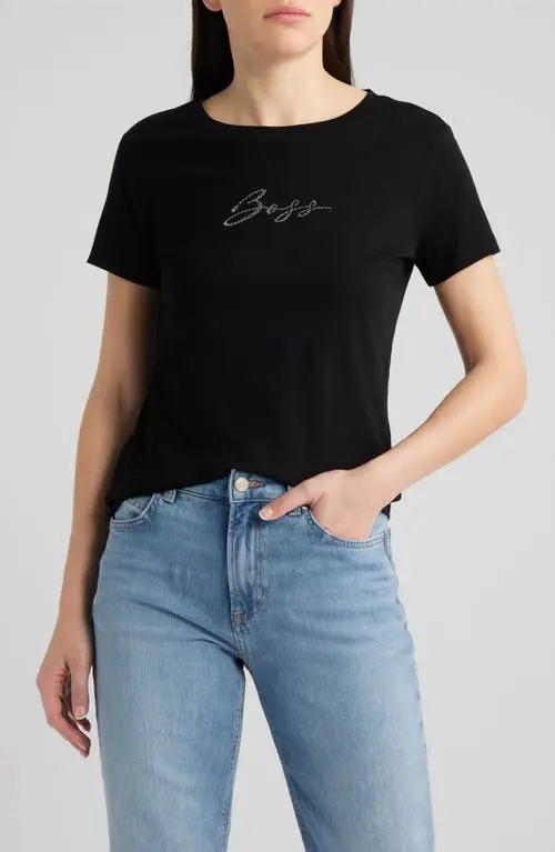 Hugo Boss Esogo Crystal Logo Cotton Top
