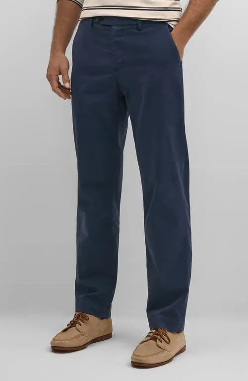 Brooks Brothers The Friday Regular Flat Front Straight Leg Cotton Chinos - Mood Indigo