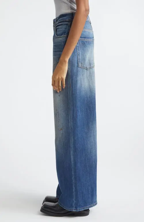 Acne Studios Distressed Wide Leg Jeans - Mid Blue