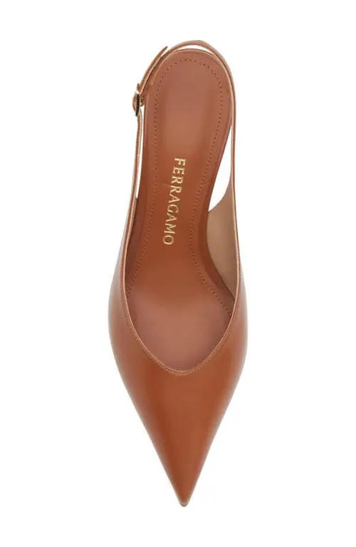 FERRAGAMO Cleya Slingback Kitten Heel Pointed Toe Pump