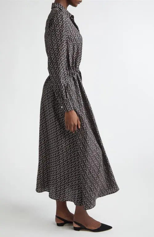 Herno Logo Print Silk Shirtdress - Black