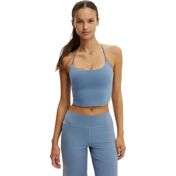 Cotton:on Active Ultra Soft Cropped Twist Back Tank - Infinity Blue