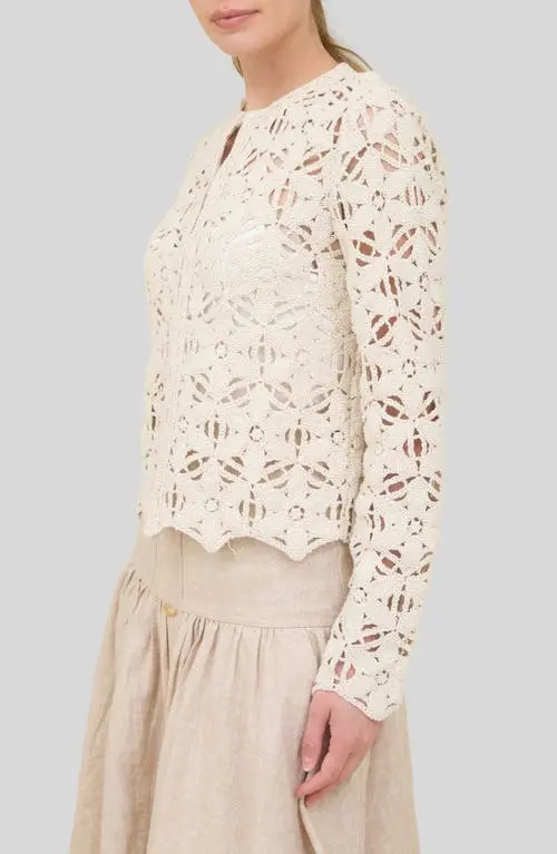 ZOE AND CLAIRE Cotton Crochet Cardigan