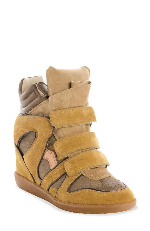 Isabel Marant Bekett Hidden Wedge High Top Sneaker - Khoe Khaki/ochre