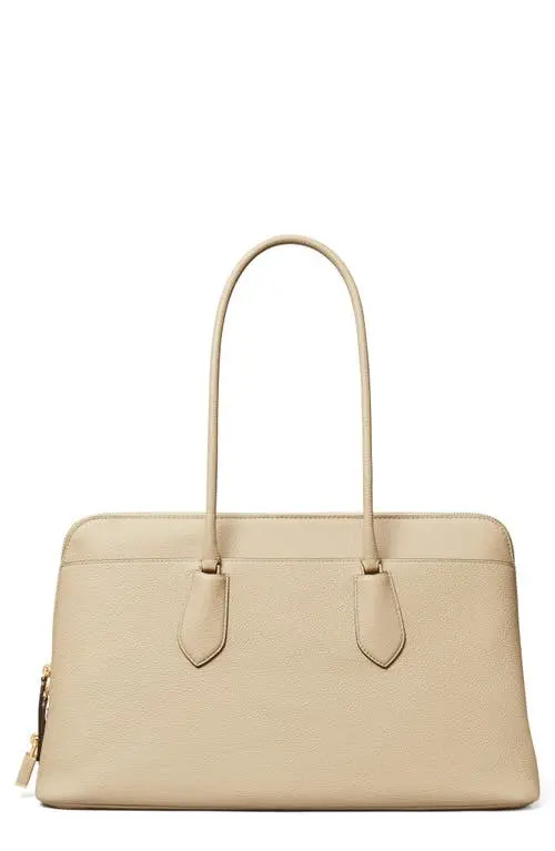 Tory Burch Lock Leather Satchel - Light Stone