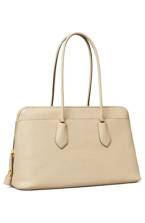 Tory Burch Lock Leather Satchel - Light Stone