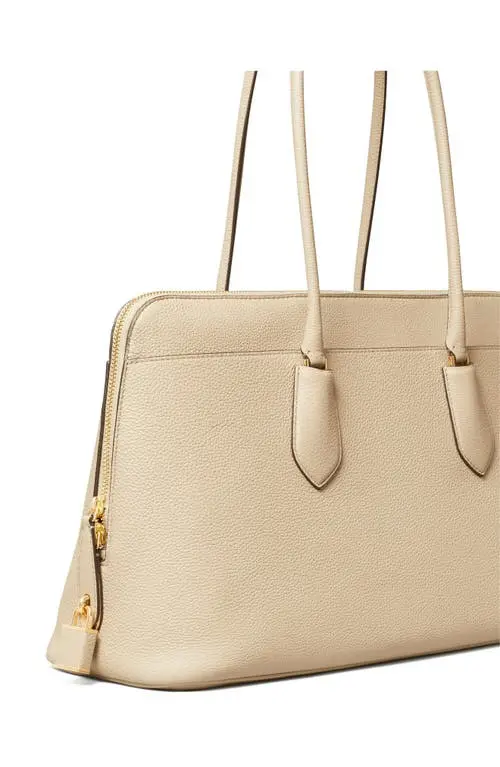 Tory Burch Lock Leather Satchel - Light Stone