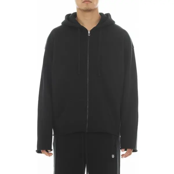 CULT OF INDIVIDUALITY Core Raw Hem French Terry Zip Hoodie - Black