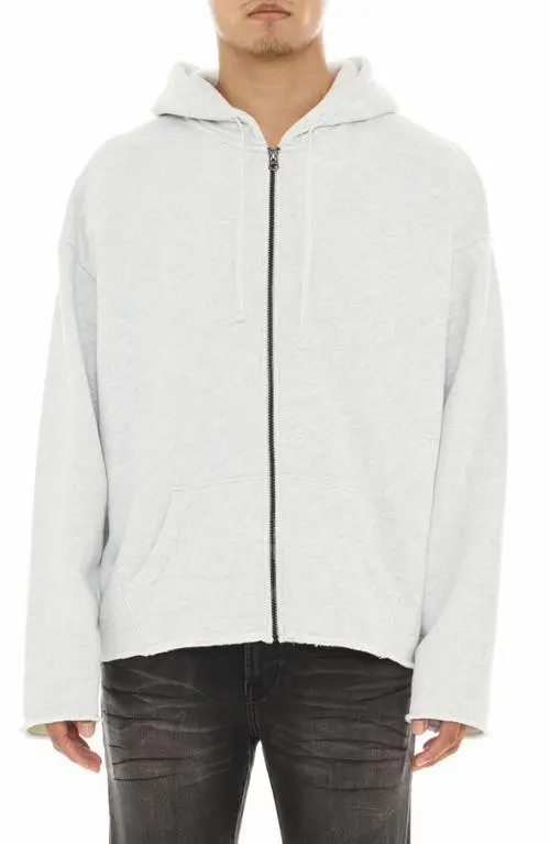 CULT OF INDIVIDUALITY Core Raw Hem French Terry Zip Hoodie - Heather Grey
