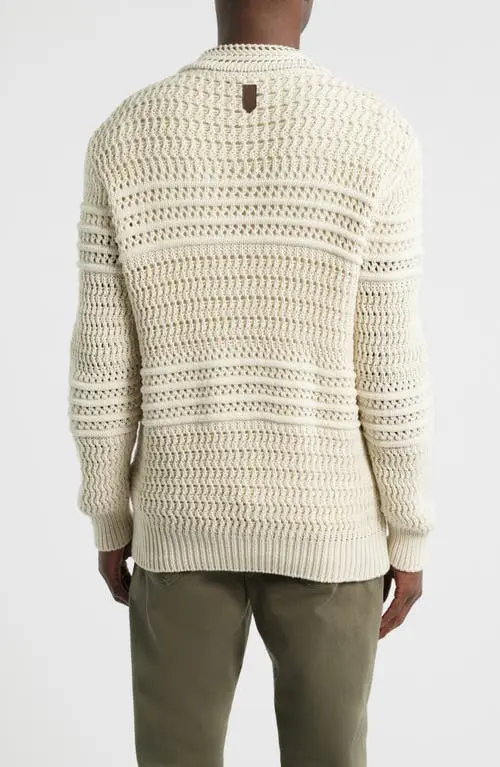 Canali Zip-front Crochet Knit Sweater