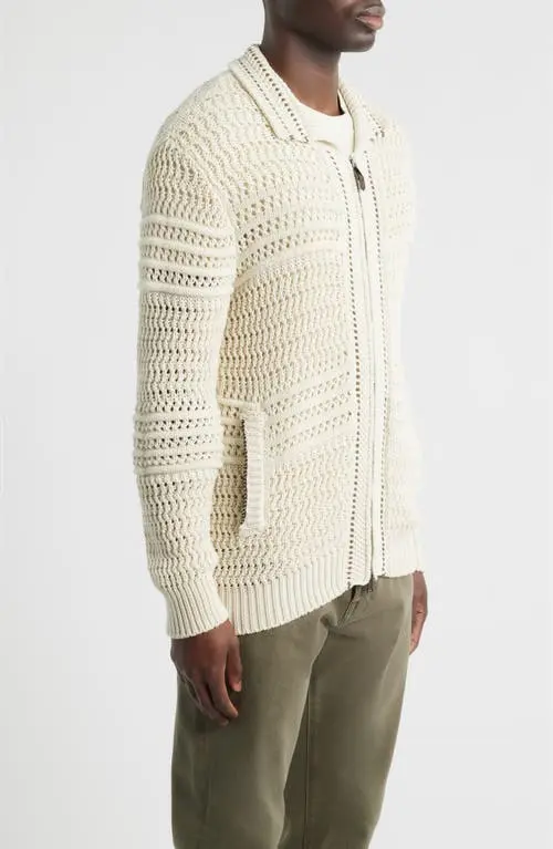 Canali Zip-front Crochet Knit Sweater