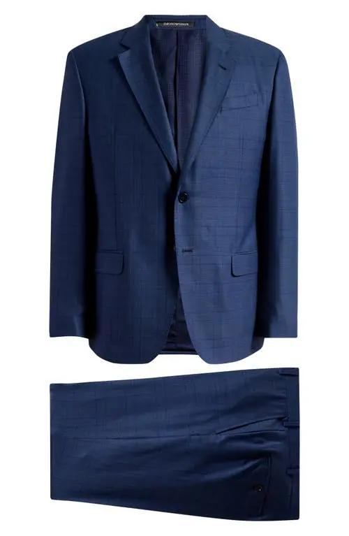 Emporio Armani Check Wool & Silk Suit - Navy