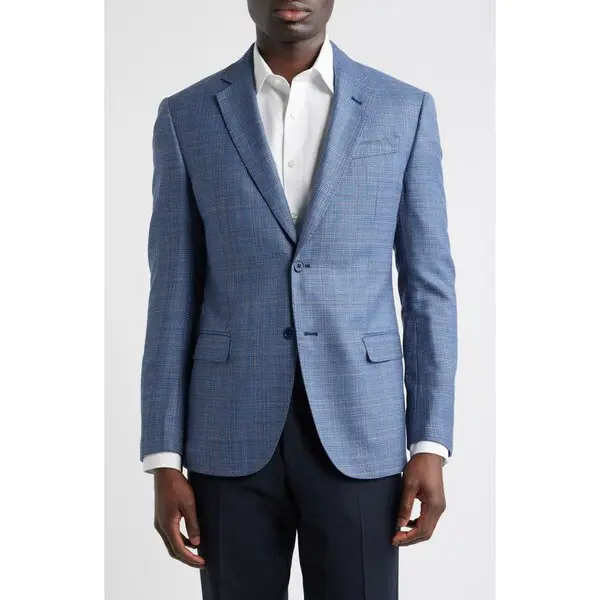 Emporio Armani Slub Mélange Wool & Silk Blend Sport Coat - Blue