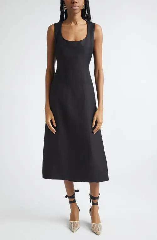 Jacquemus Tablier Linen Blend Midi Dress - Black