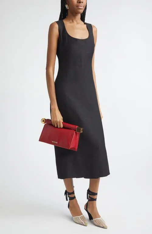 Jacquemus Tablier Linen Blend Midi Dress - Black