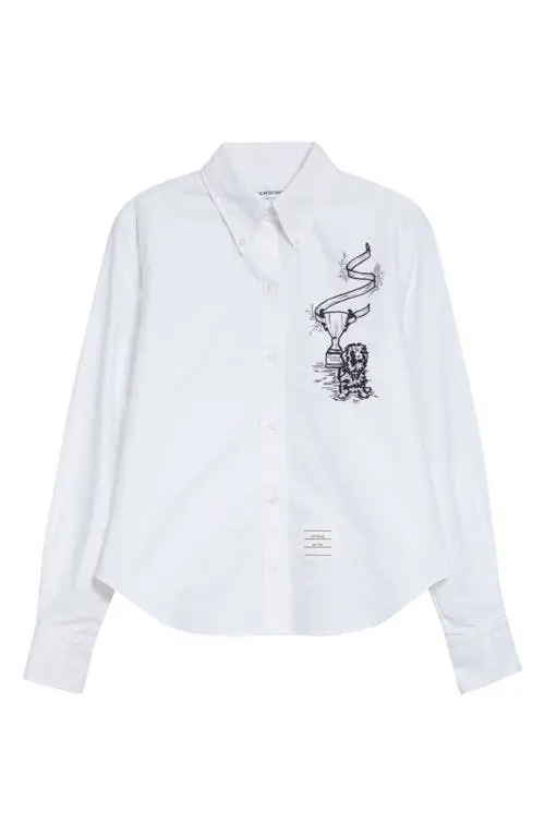 Thom Browne Embroidered Cotton Poplin Button-down Shirt