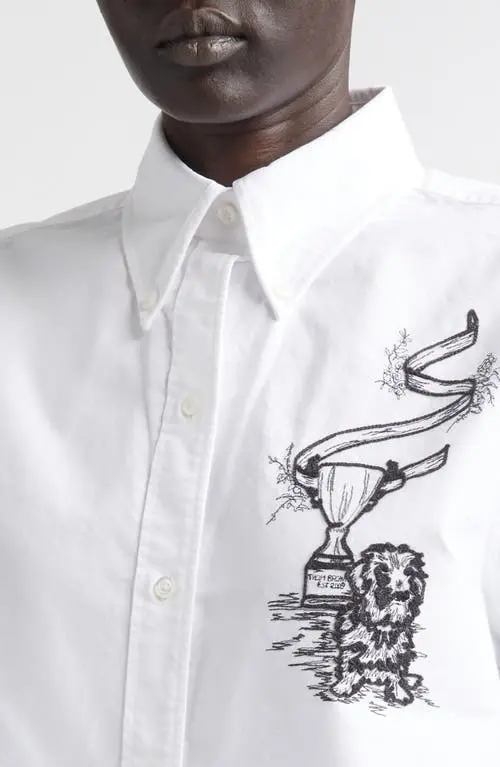 Thom Browne Embroidered Cotton Poplin Button-down Shirt