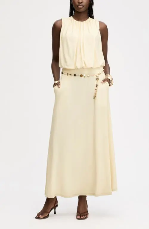 Sam Edelman Gathered A-line Midi Skirt - Almond