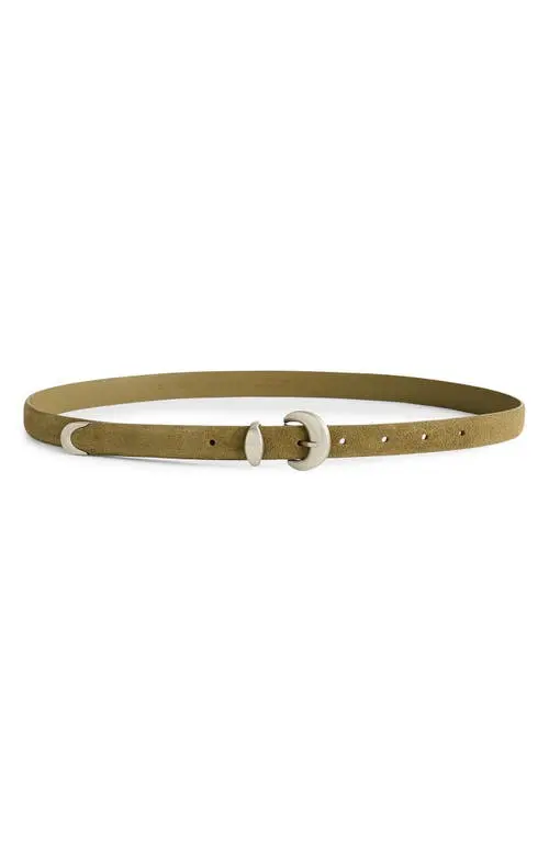 Madewell Domed Suede Buckle Belt - Worn Olive Suede