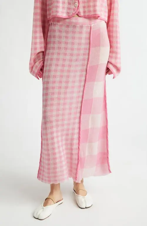 YANYAN Mixed Scale Gingham Wool Maxi Skirt