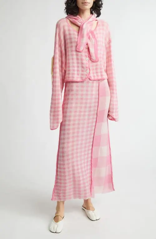 YANYAN Mixed Scale Gingham Wool Maxi Skirt