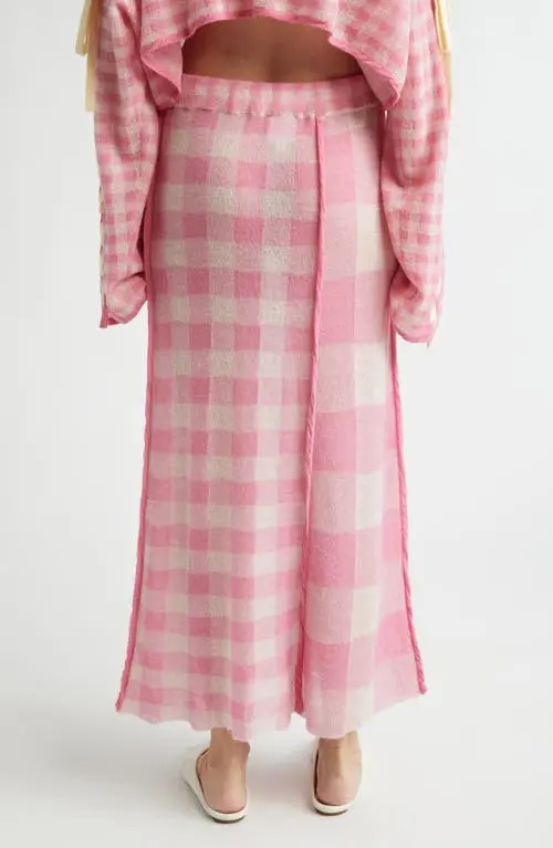 YANYAN Mixed Scale Gingham Wool Maxi Skirt