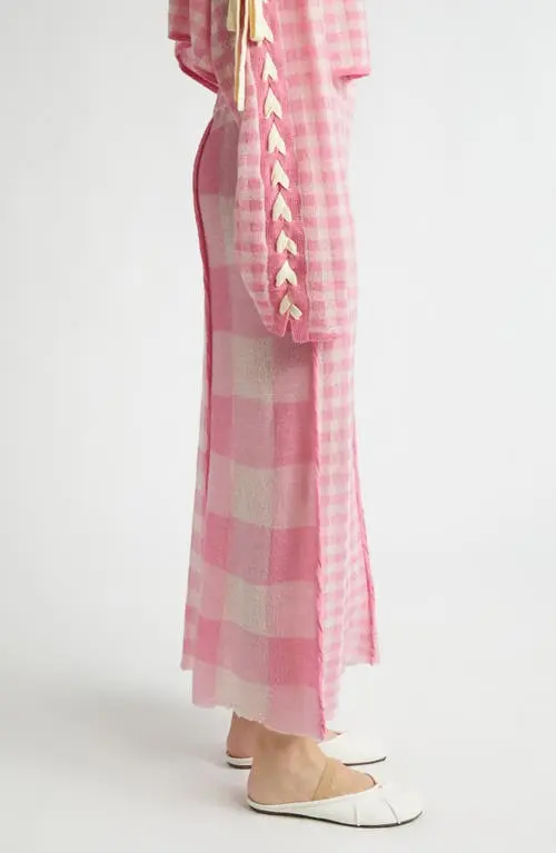 YANYAN Mixed Scale Gingham Wool Maxi Skirt