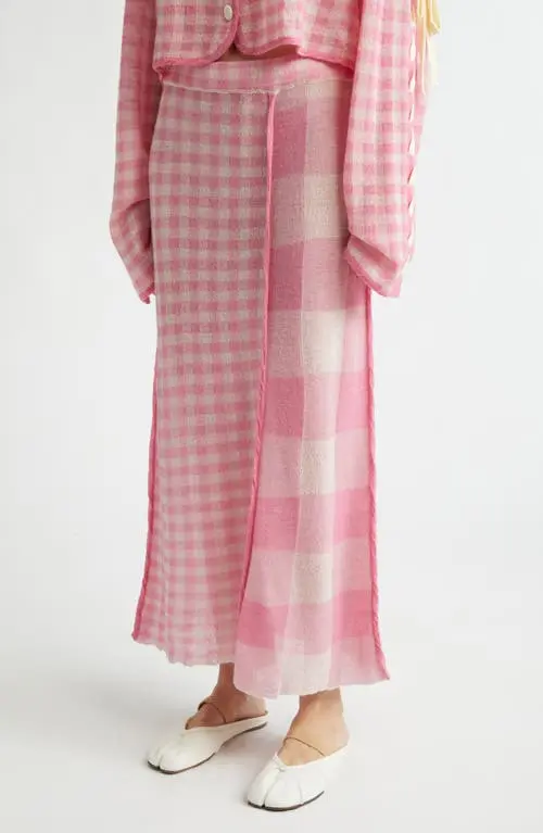 YANYAN Mixed Scale Gingham Wool Maxi Skirt