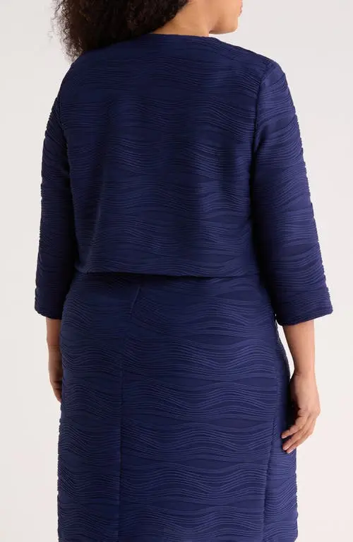 KASPER Three-quarter Sleeve Knit Shrug