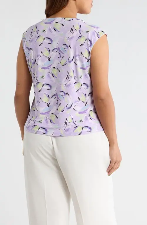 KASPER Printed Cap-sleeve Top