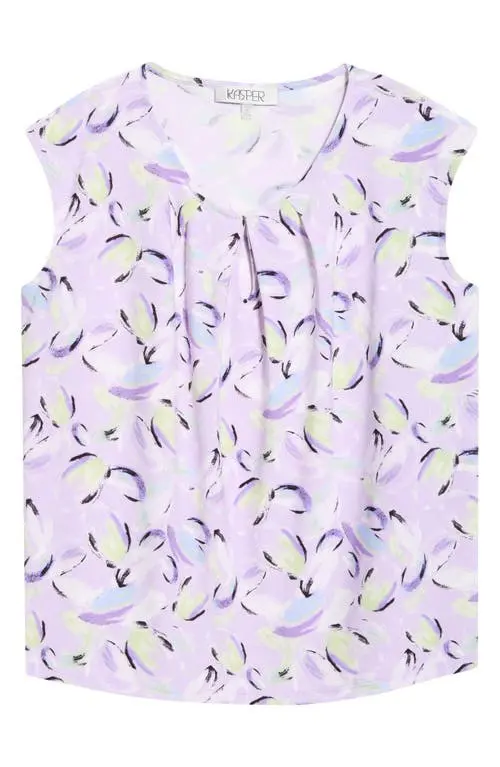KASPER Printed Cap-sleeve Top