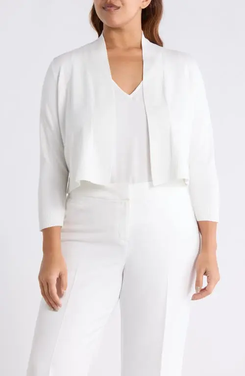 KASPER Kissing Front Crop Shrug - Lily White