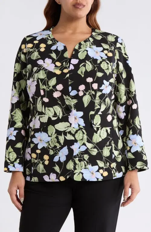 KASPER Floral Print One-button Jacket