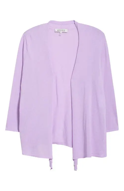 KASPER Self Edge Open Front Cardigan - Lavender Mist