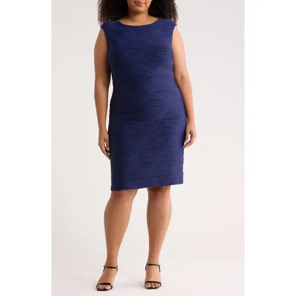KASPER Textured Sleeveless Sheath Dress