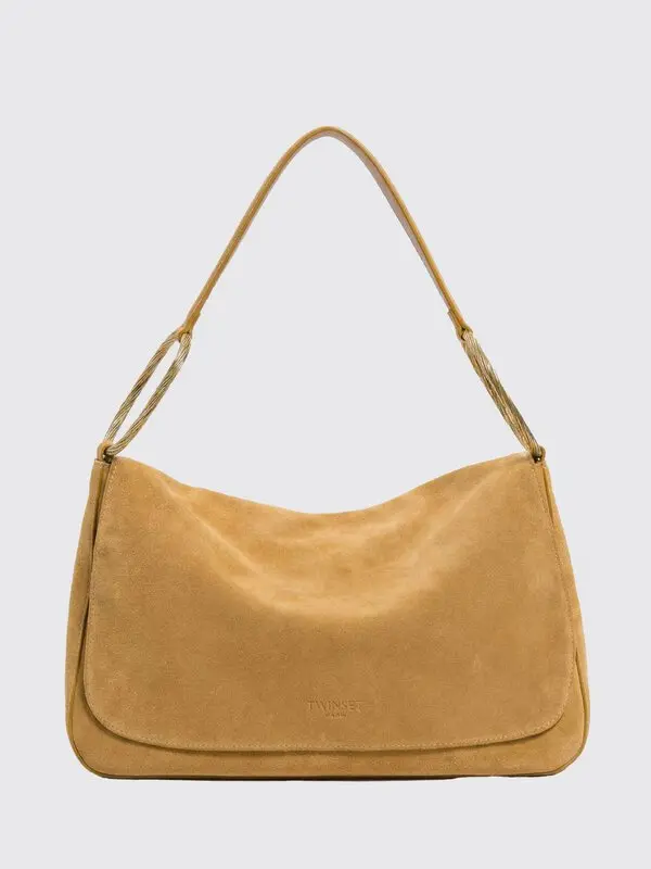 TWINSET Liliane Suede Shoulder Bag - Mustard