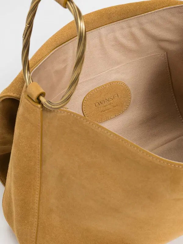 TWINSET Liliane Suede Shoulder Bag - Mustard