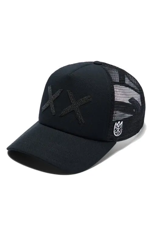 CULT OF INDIVIDUALITY Crystal Embellished Trucker Hat - Black/black