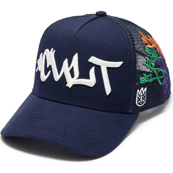 CULT OF INDIVIDUALITY Graffiti Logo Trucker Hat - Midnight Blue