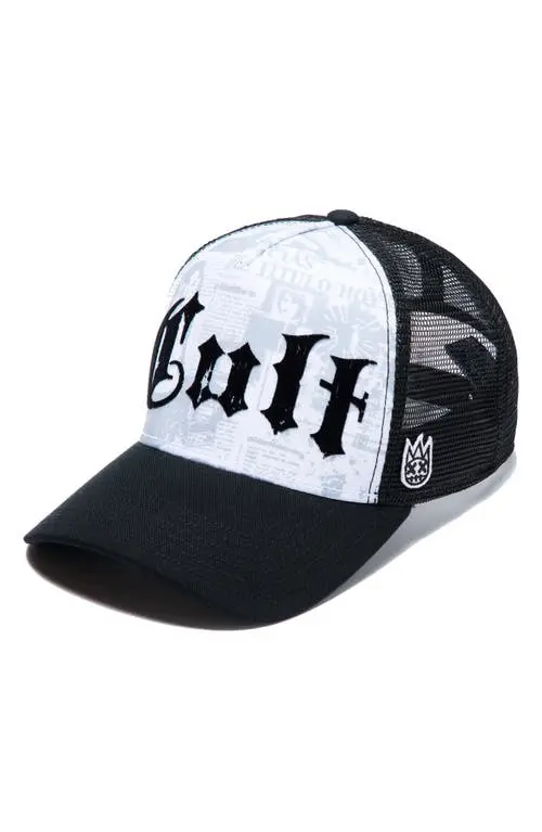 CULT OF INDIVIDUALITY Propaganda Newsprint Logo Trucker Cap - White