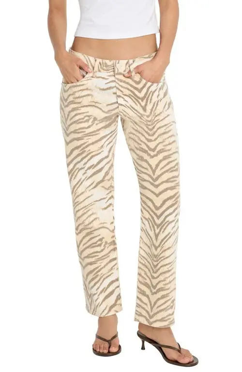 Good American Tiger Print Ankle Straight Leg Jeans - Brown Tiger